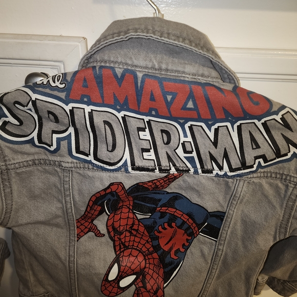Marvel | Jackets & Coats | Marvel Spiderman Kids Jean Jacket Gray And ...